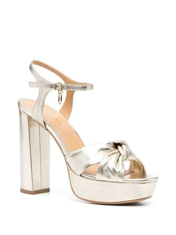 TWINSET Calf Leather Knot Detail Platform Sandals