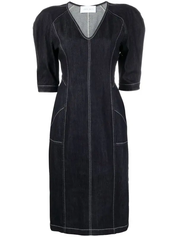 Alberta Ferretti Denim Midi Dress - Blue
