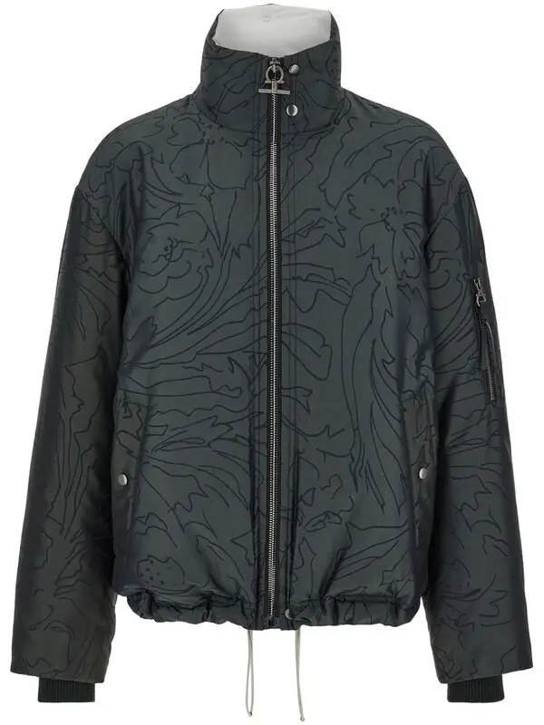 FERRAGAMO Floral Print Bomber Jacket - Blue