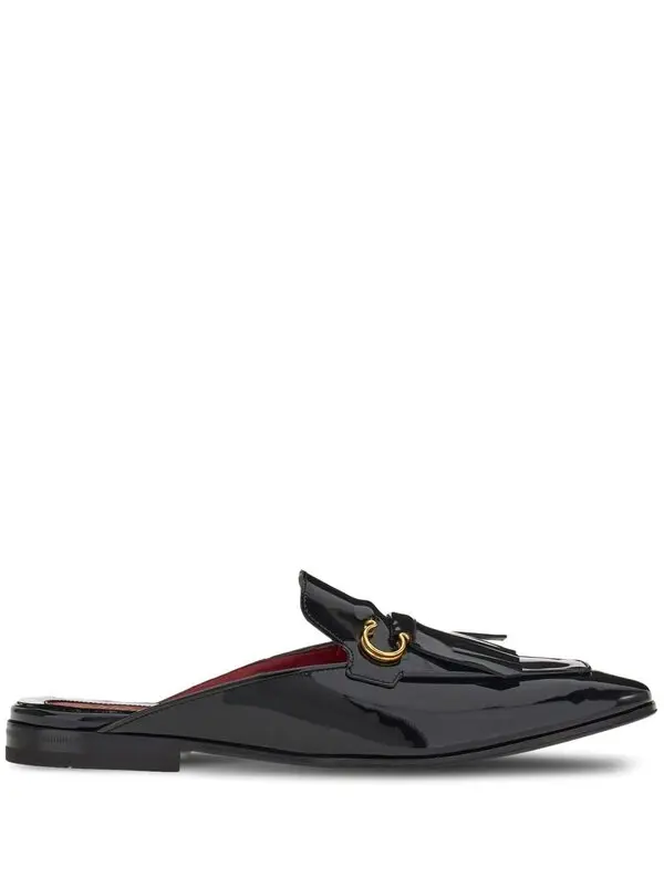 FERRAGAMO Gancini Plaque Slippers - Black