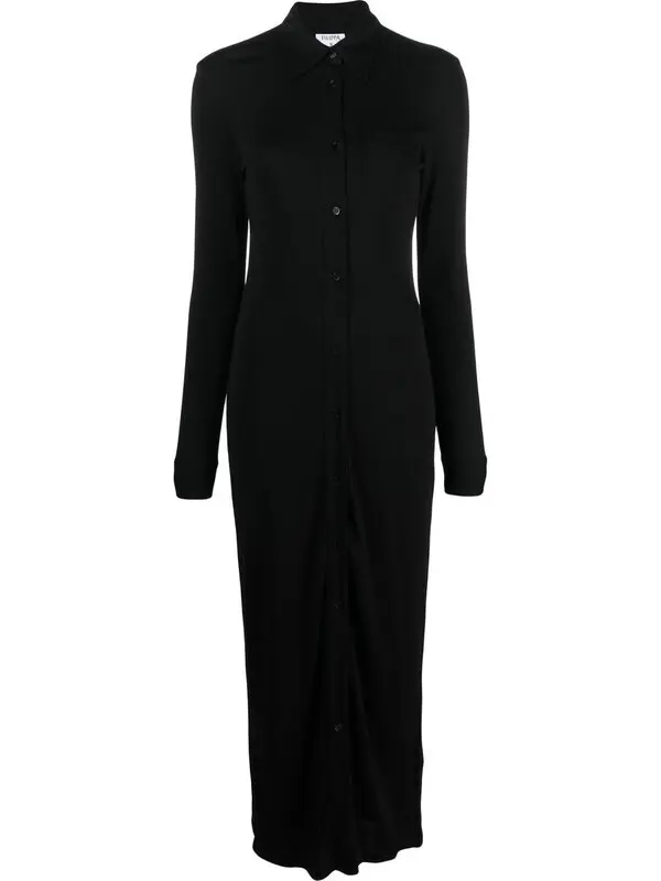 Filippa K Button-Up Jersey Shirt Dress - Black | Editorialist