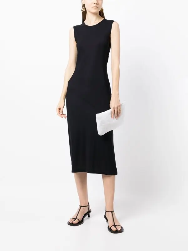 JIL SANDER Round Neck Sleeveless Maxi Dress - Black