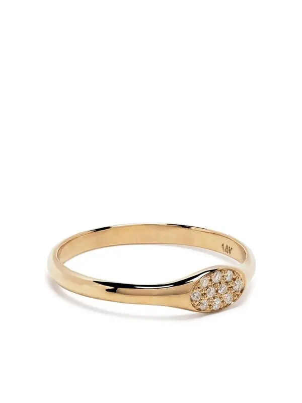 Zoe Chicco 14kt Yellow Diamond Signet Ring - Gold