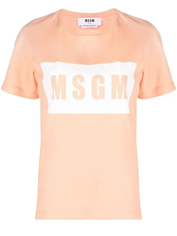 MSGM Logo-print Short-sleeve T-shirt - Orange