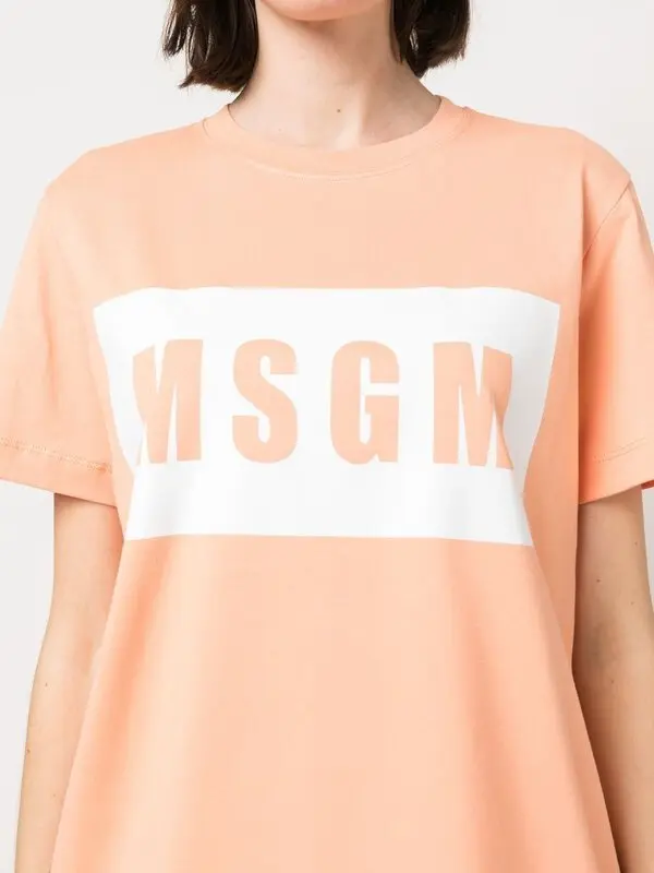MSGM Logo-print Short-sleeve T-shirt - Orange