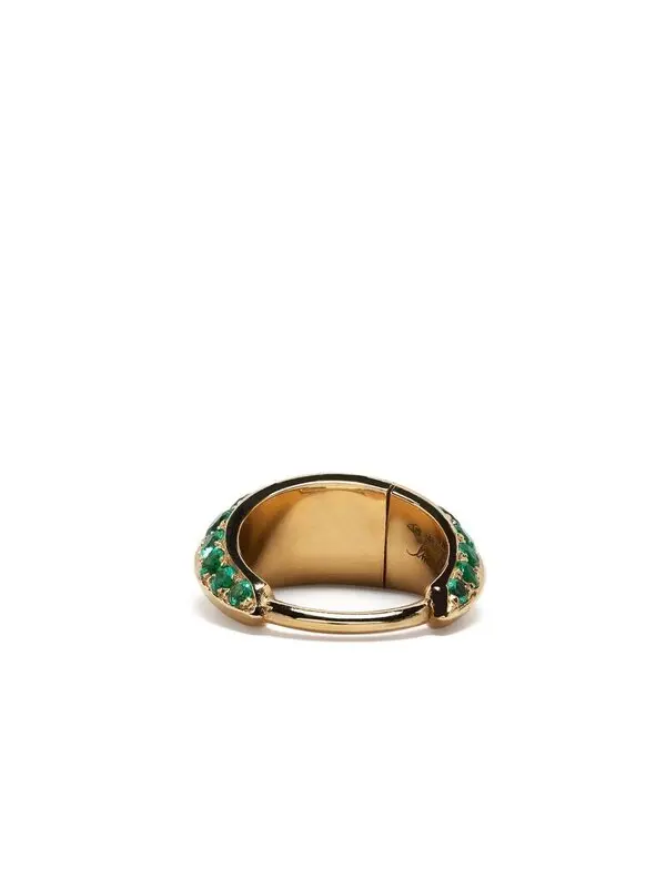 Lizzie Mandler 18kt Yellow Small Crescent Emerald Hoop Earring