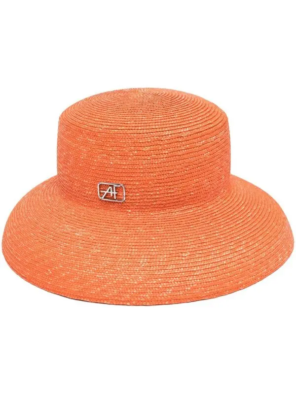 Alberta Ferretti Raffia Bucket Hat - Orange