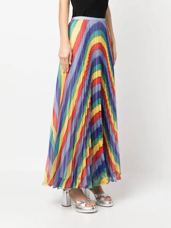 Rochas Wave Print Pleated Skirt