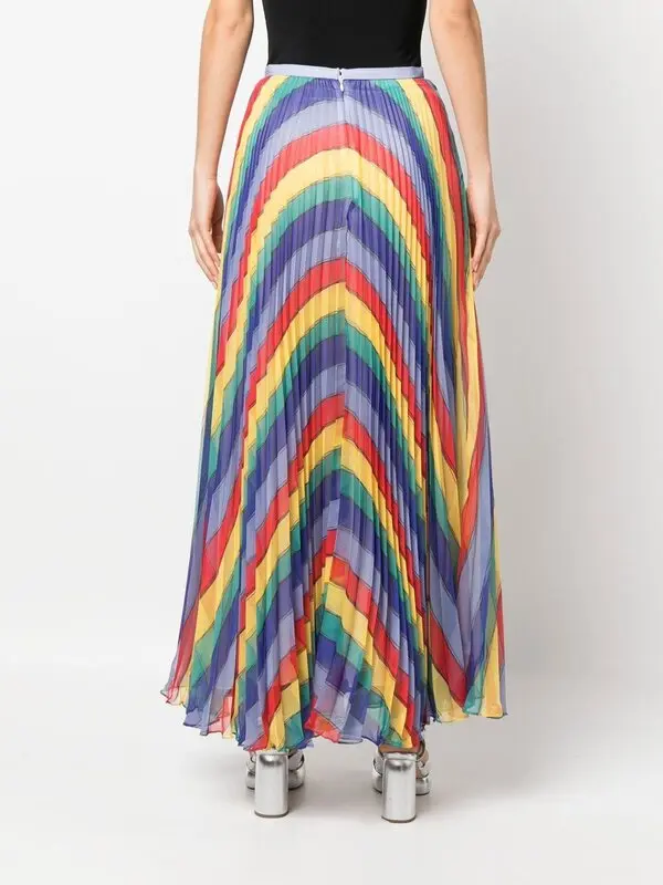 Rochas Wave Print Pleated Skirt