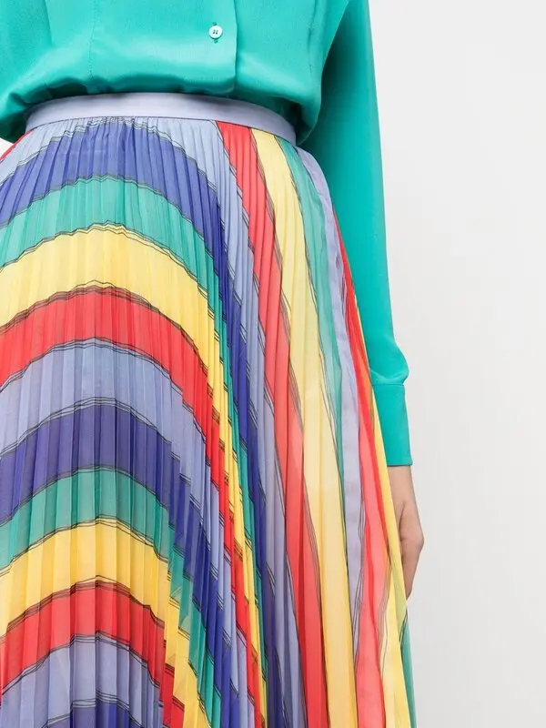 Rochas Wave Print Pleated Skirt