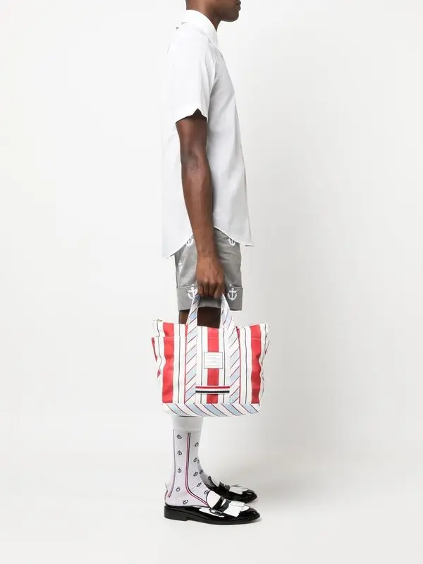 Thom Browne Stripe-pattern Tote Bag - Red
