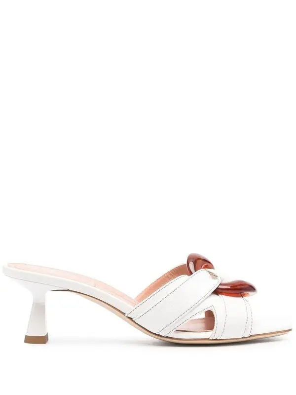 Alberta Ferretti Resin-aliqué Heeled Mules - White
