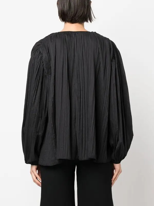 Rochas Pleated Puff-sleeve Blouse