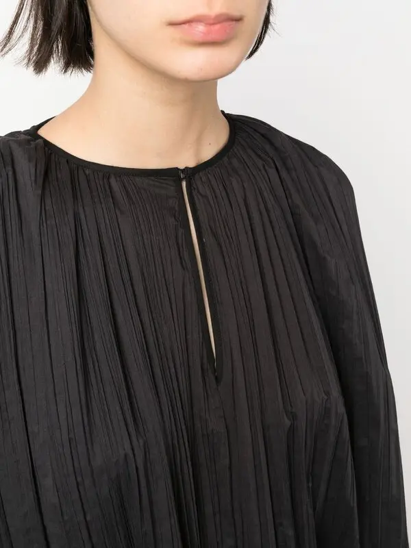 Rochas Pleated Puff-sleeve Blouse