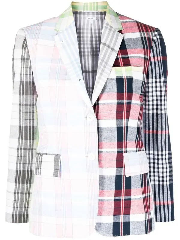 Thom Browne Check-pattern Cotton Blazer - Pink