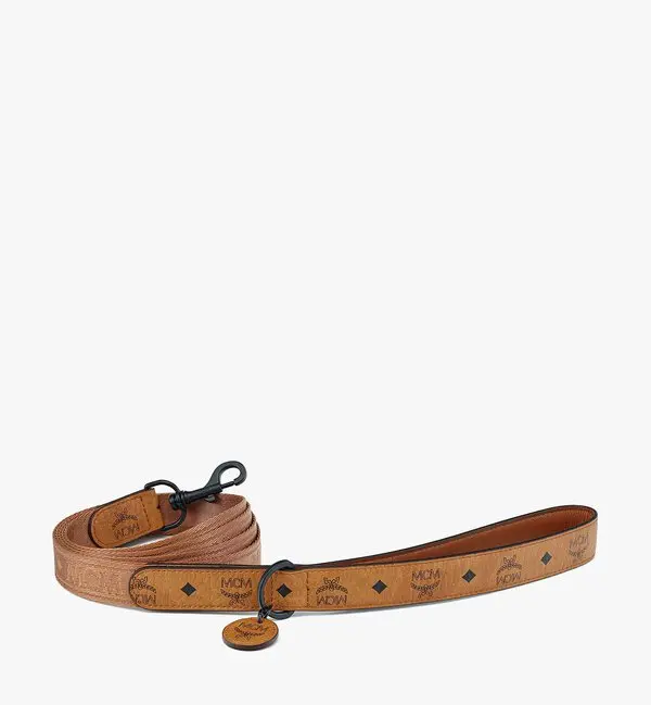 Mcm Pet Leash In Visetos - Cognac