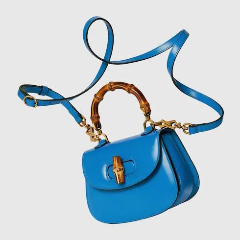 Gucci Bamboo 1947 Mini Top Handle Bag - Blue Leather  display picture 3