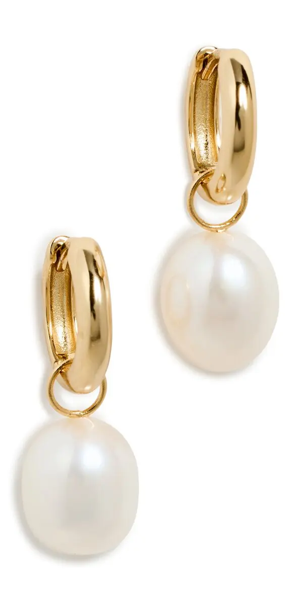 Shashi 14k Jasmin Huggie Earrings - Gold/pearl