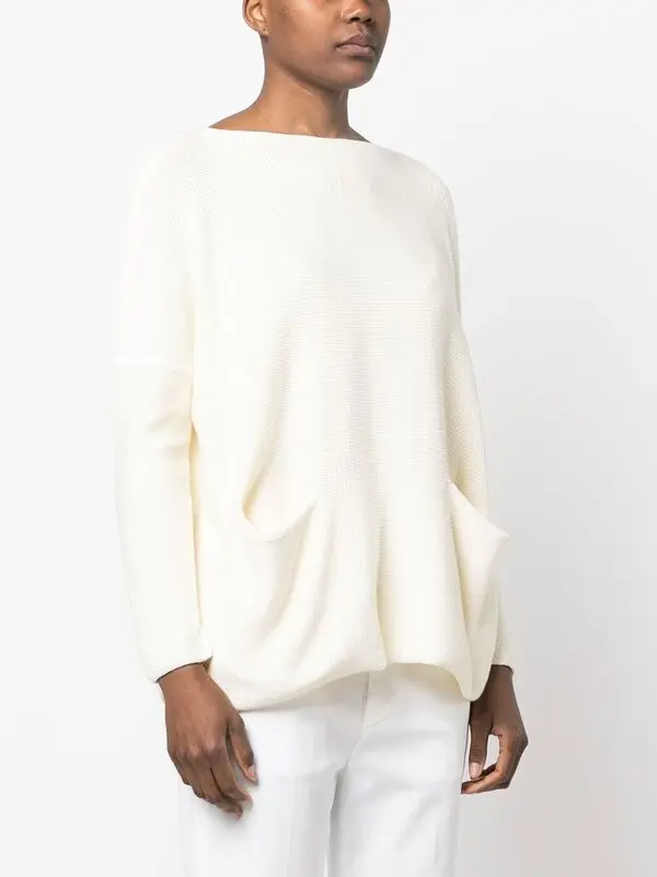 DANIELA GREGIS Open Pocket Boat Neck Jumper - Neutrals
