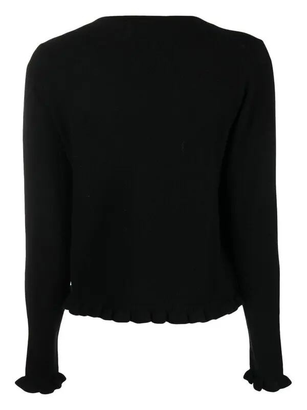 ALLUDE Virgin Wool-cashmere Cardigan With Ruffle Edge