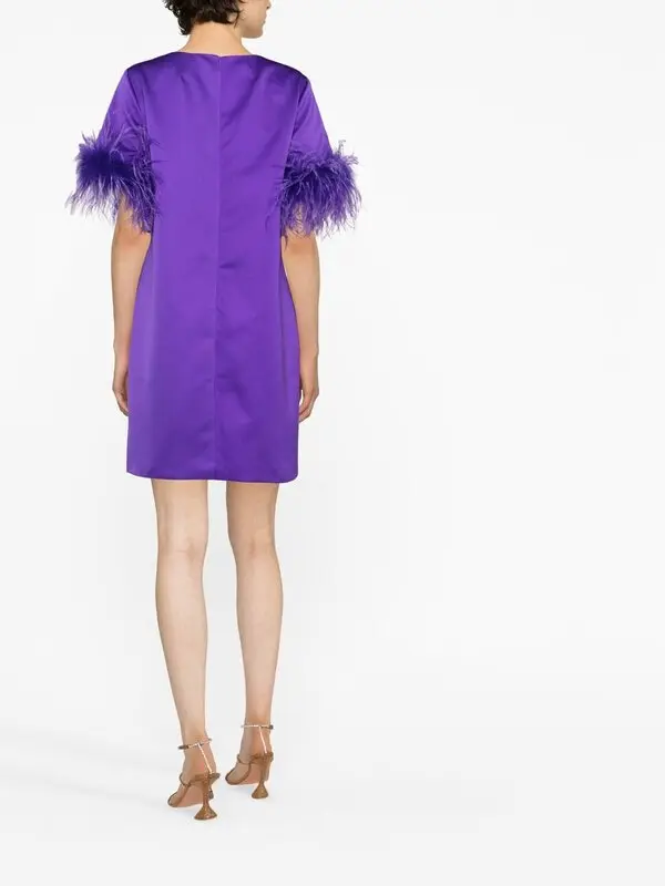 P.a.r.o.s.h Feather-trim Satin Dress - Purple