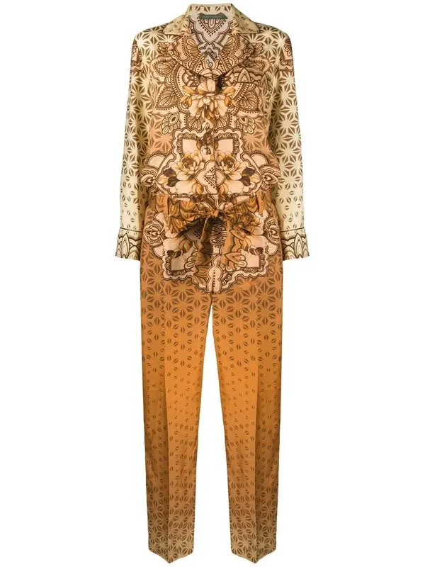 Alberta Ferretti Silk Mandala-print Jumpsuit - Orange