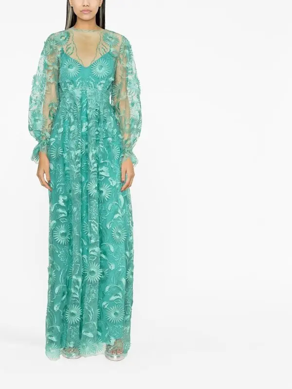 Alberta Ferretti Sunflower Macramé Gown