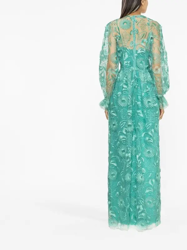 Alberta Ferretti Sunflower Macramé Gown