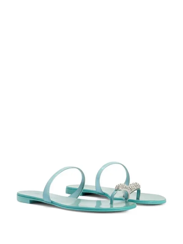 GIUSEPPE ZANOTTI Crystal-embellished Flat Sandals - Blue