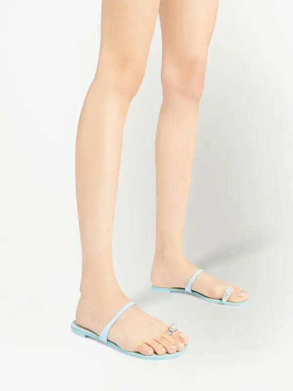 GIUSEPPE ZANOTTI Crystal-embellished Flat Sandals - Blue