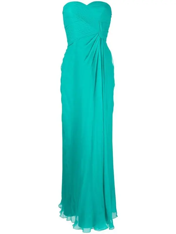 Alberta Ferretti Gathered Strapless Gown