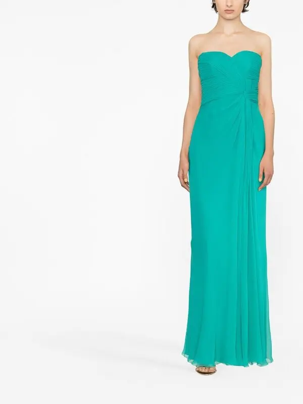 Alberta Ferretti Gathered Strapless Gown
