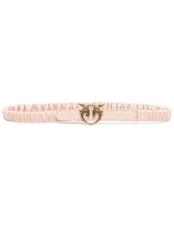 Pinko Logo-plaque Sheepskin Belt - Pink