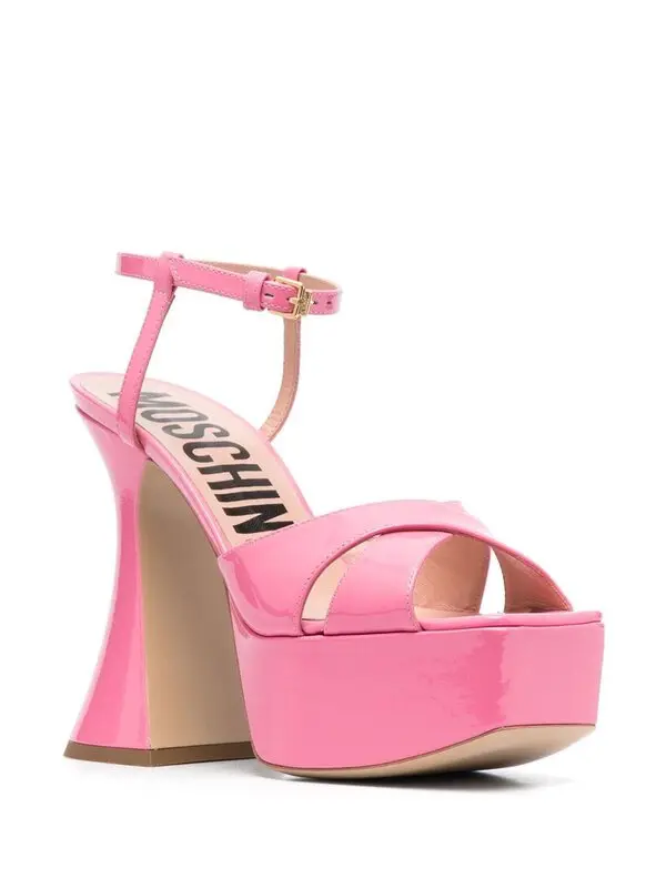Moschino Patent Leather Platform Sandals - Pink