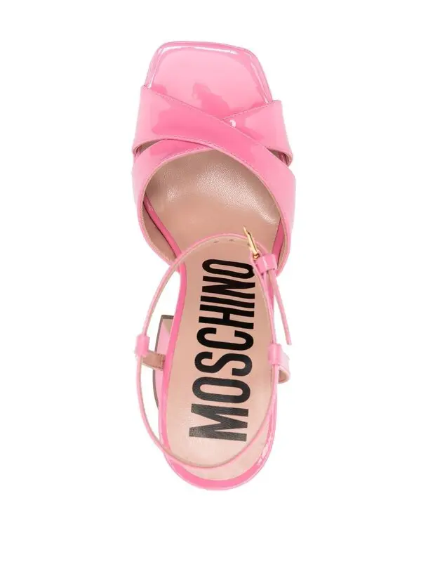Moschino Patent Leather Platform Sandals - Pink