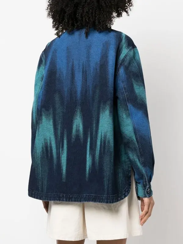 Alberta Ferretti Abstract Print Long Sleeve Denim Jacket