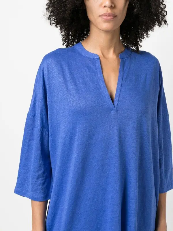 Majestic Filatures Three-quarter Sleeve Tunic Top - Blue