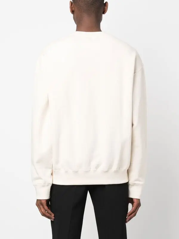 Jil Sander Logo-Print Crew Neck Sweatshirt - Neutrals | Editorialist