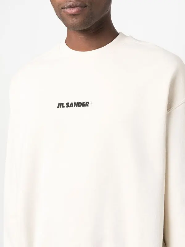 Jil Sander Logo-Print Crew Neck Sweatshirt - Neutrals | Editorialist