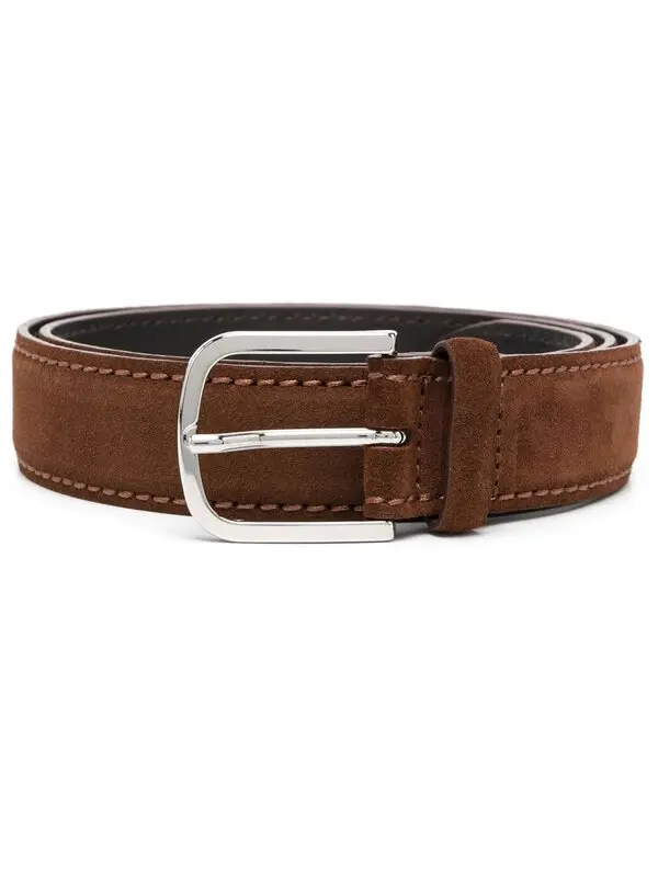 ORTIGNI Suede Buckle Belt - Brown