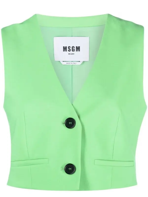 MSGM Button-front Tailored Waistcoat - Green