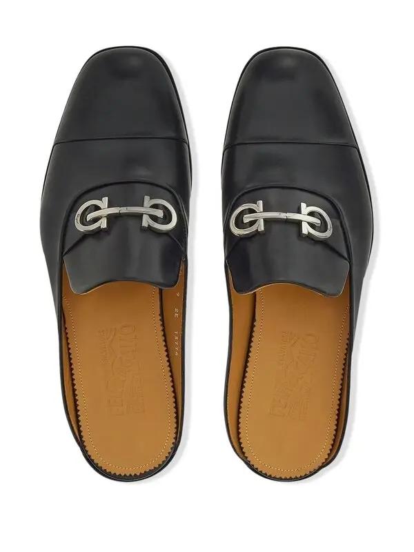 FERRAGAMO Gancini Leather Backless Loafers