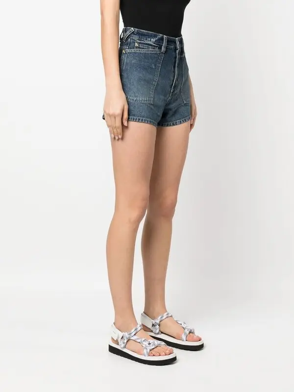 Kenzo Logo-patch Denim Short Shorts - Blue