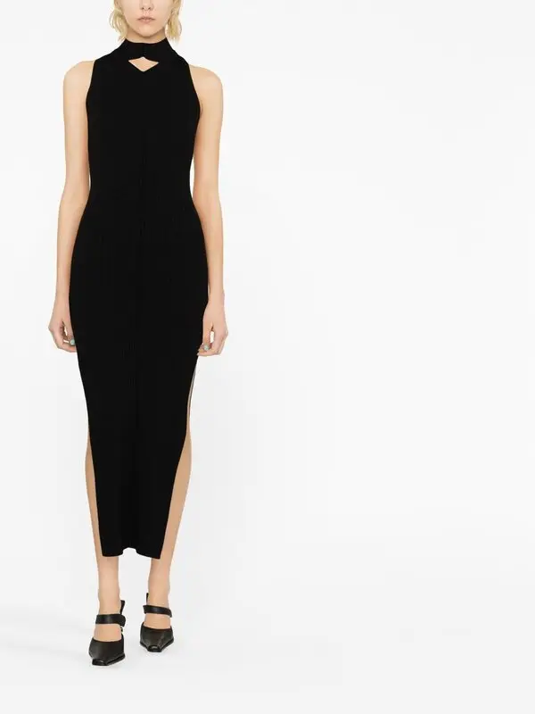 COURREGES Cut-out Ribbed Midi Dress