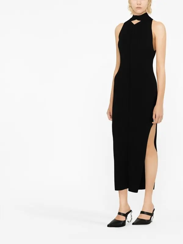 COURREGES Cut-out Ribbed Midi Dress