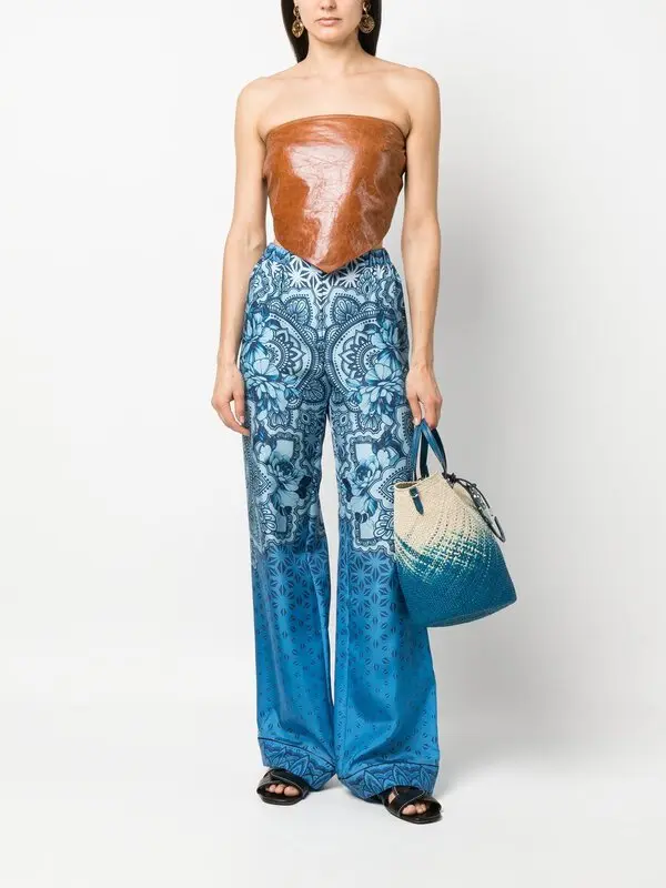 Alberta Ferretti Silk Graphic-print Trousers