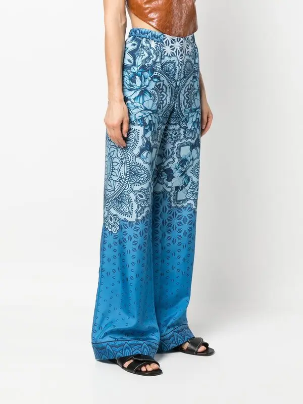 Alberta Ferretti Silk Graphic-print Trousers