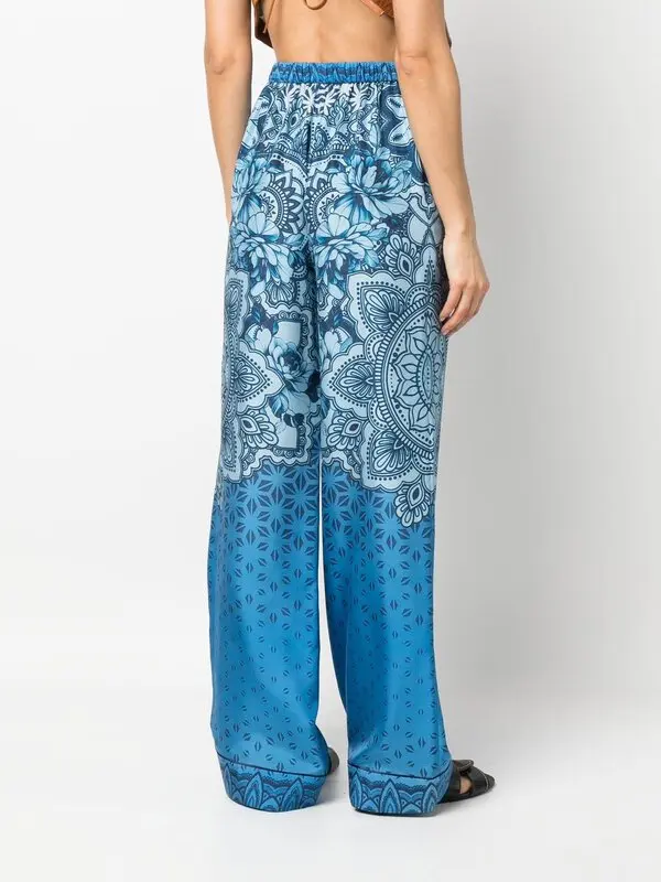 Alberta Ferretti Silk Graphic-print Trousers
