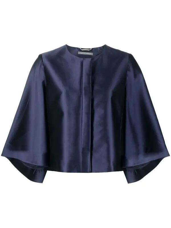 Alberta Ferretti Satin-trim Cropped Cape Jacket - Blue