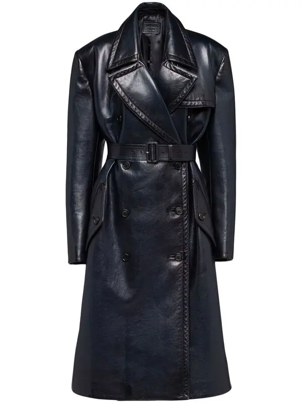 Prada Double-breasted Leather Trench Coat